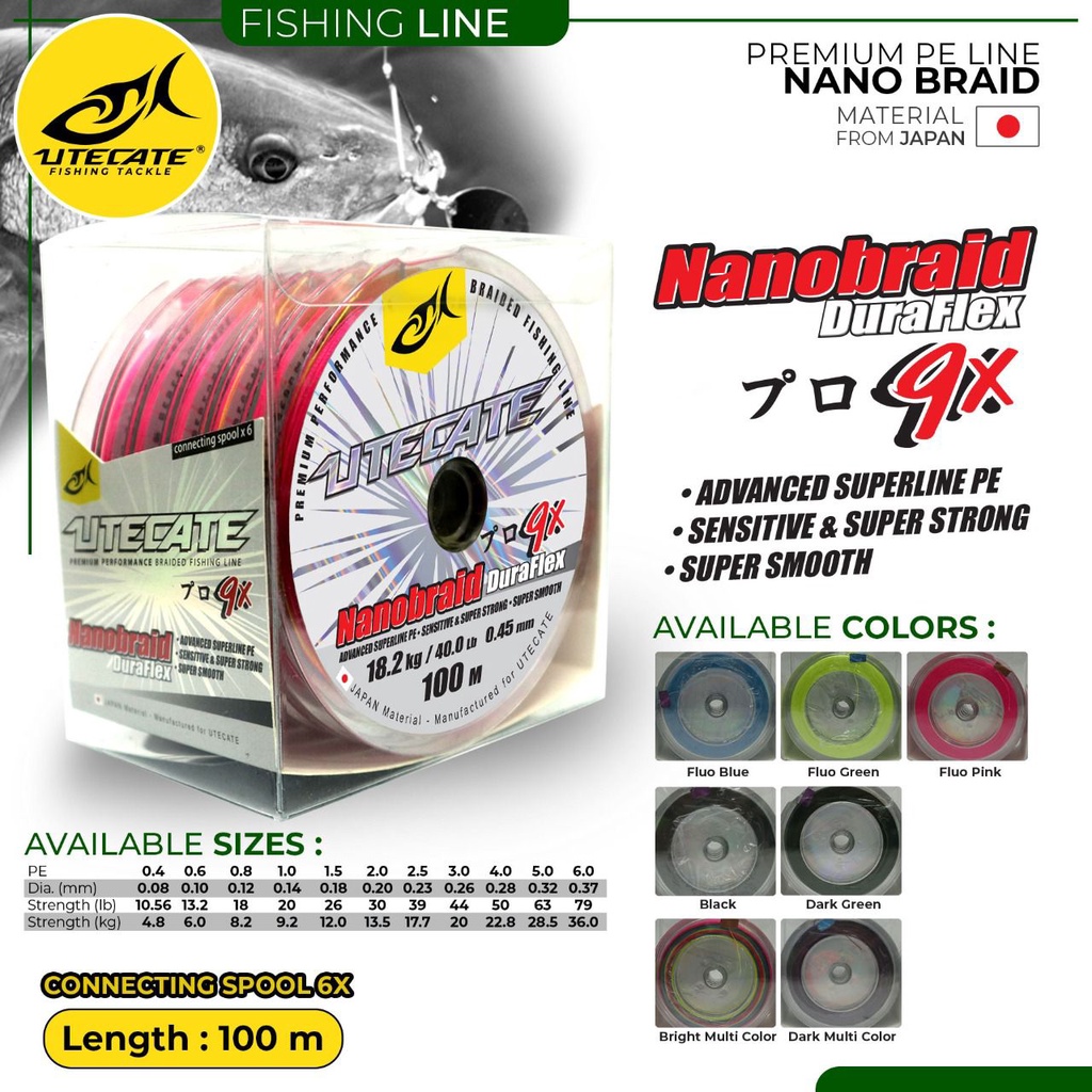 Jual Senar PE X9 -Utecate Duraflex 100 m/conecting - Nanobraid MULTI ...