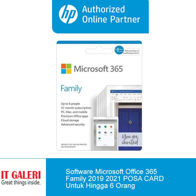 Jual Software Microsoft Office 365 Family 2019 2021 Posa Card | Shopee ...