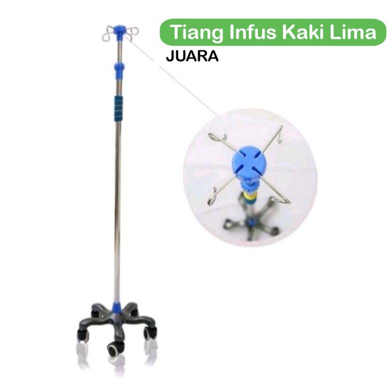 Jual Tiang Infus Kaki 5 Roda Stainless Steel Juara | Shopee Indonesia