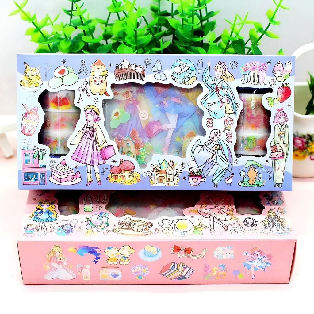 Jual PAKET STICKER DAN WASHI TAPE BAHAN PET TRANSPARAN GAMBAR PEREMPUAN ...