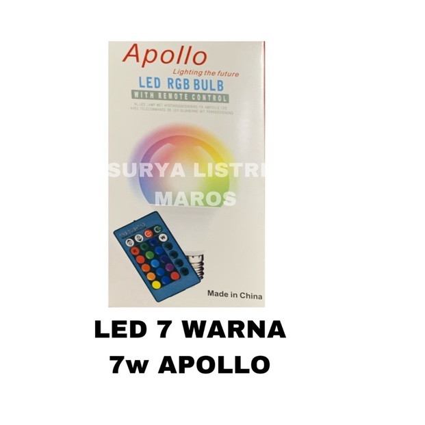 Jual LED LAMPU 7 WARNA DENGAN REMOT KONTROL APOLLO 7 WATT | Shopee ...