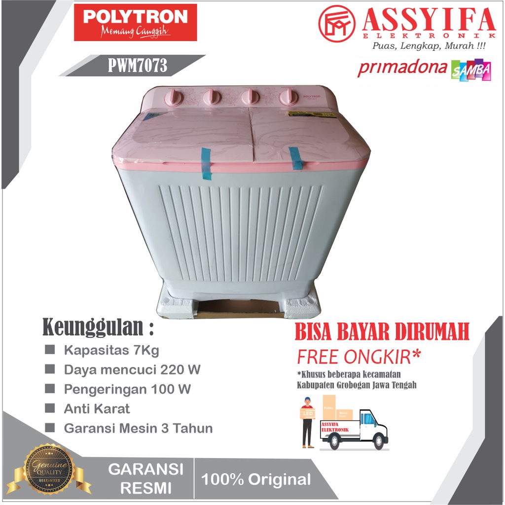 Jual MESIN CUCI POLYTRON PWM7073 7KG 2 TABUNG PRIMADONA NEW GARANSI ...