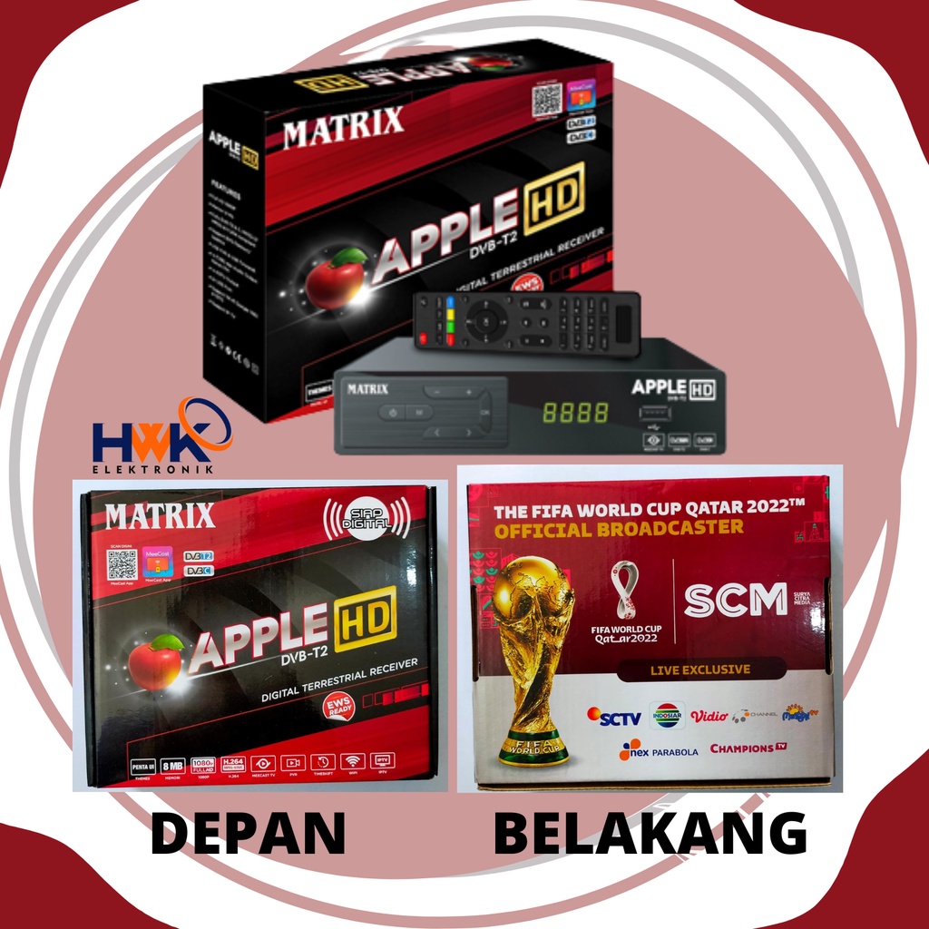 Jual STB TV DIGITAL DVB T2 MATRIX APPLE MERAH / STB MATRIX APPLE RED ...