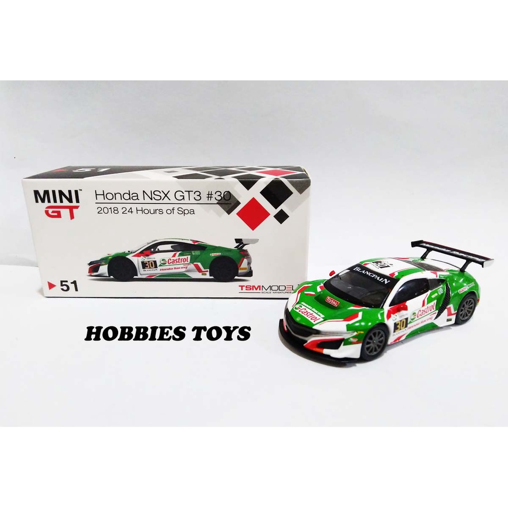 Jual Mini GT 51 Honda NSX GT3 Castrol #30 2018 24 Hours of Spa | Shopee Indonesia
