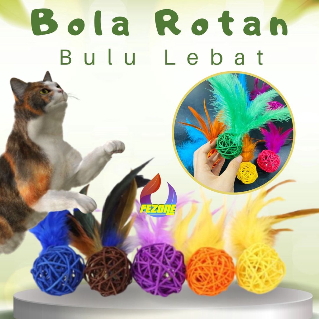Jual Cat Toy Mainan Kucing Bola Rotan Anyaman Bulu Interactive Toy ...