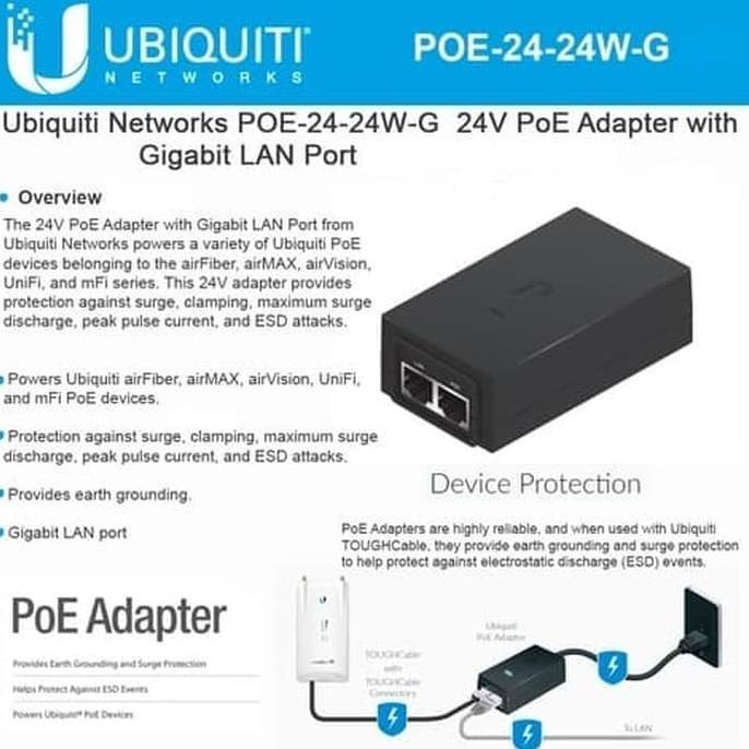 Jual Ubiquiti adaptor poe 24v 1a Gigabit UBNT POE-24-24W-G | Shopee ...