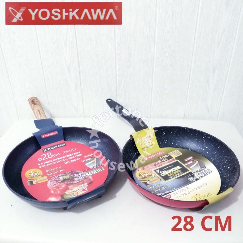 Jual YOSHIKAWA 28cm Frypan / Panci / Penggorengan Teflon / Marble | Shopee Indonesia