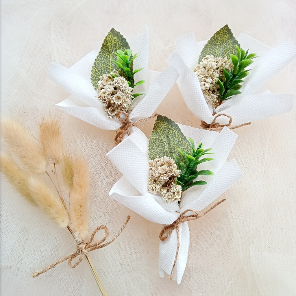 Jual [BIKIN KADO MURAH] Buket Mini Hiasan Bunga Rustic Mix Daun Hijau ...
