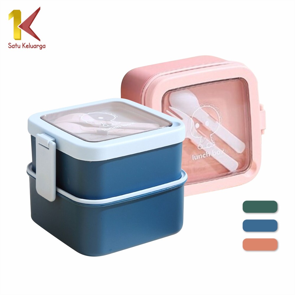 Jual Satu Keluarga Lunch Box Set Tempat Makan 2 Susun Stackable BPA FREE C695 Kotak Bento ...