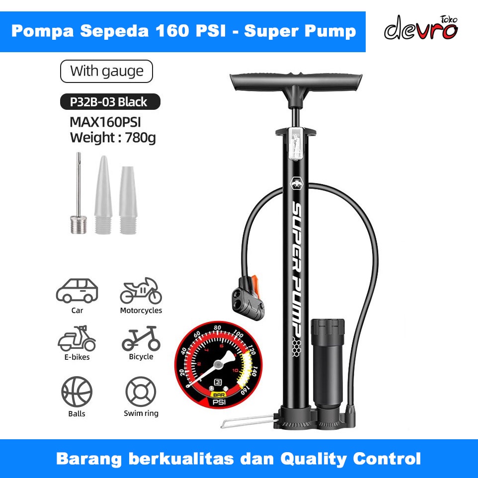 Jual Pompa Sepeda dgn Pengukur Tekanan Angin - Pompa Angin Ban Sepeda ...