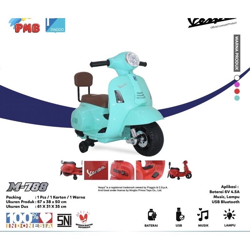 Jual Motor Aki Anak Vespa Mini PMB 788 Original | Shopee Indonesia