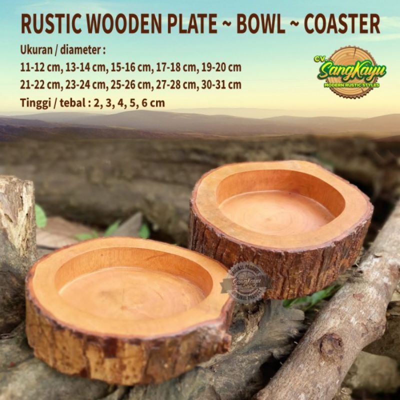 Jual Mangkok rustic tatakan nampan kayu piring asbak kayu bowl tray ...