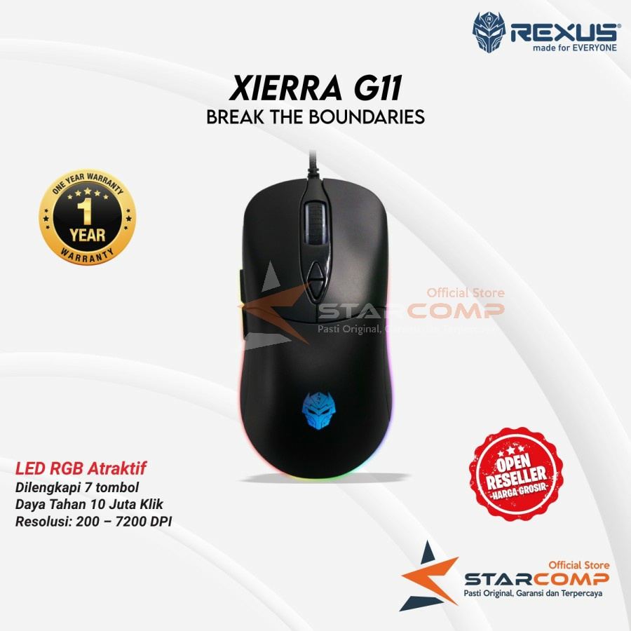 Jual Rexus Xierra G11 RGB Wired Gaming Mouse | Shopee Indonesia
