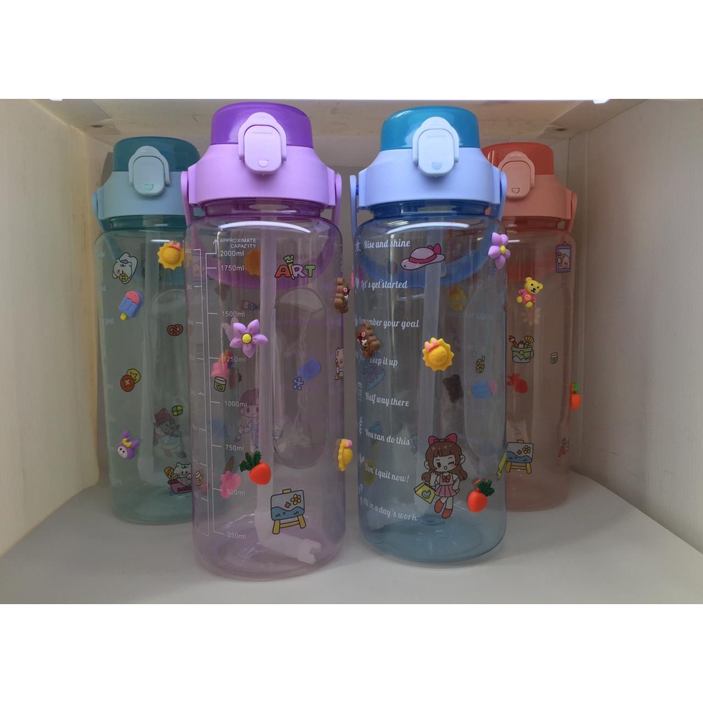 Jual Botol Motivasi Transparant Bening 2 Liter - Botol minum Viral ...