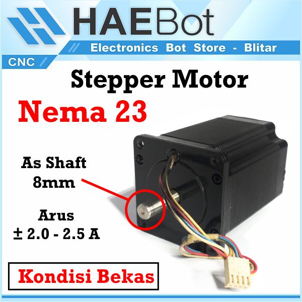 Jual [HAEBOT] Nema 23 57 Mikro Stepper Motor 57 mm 76mm 8mm CNC Motor Bekas 3D Printer Slider ...