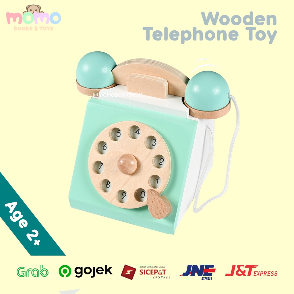 Jual [MOMO] Wooden Telephone Toy | Mainan Anak Telpon Telponan Kayu ...