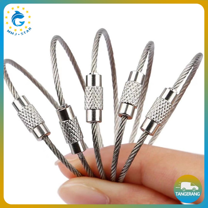 Jual 【20 PCS】Wire Key Ring Chain Stainless/Carabiner Wire Kunci ...