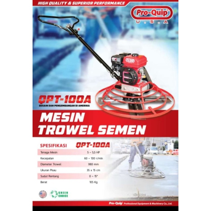 Jual Mesin Trowel Alat Perata Aspal Semen Beton Proquip QPT100 | Shopee ...