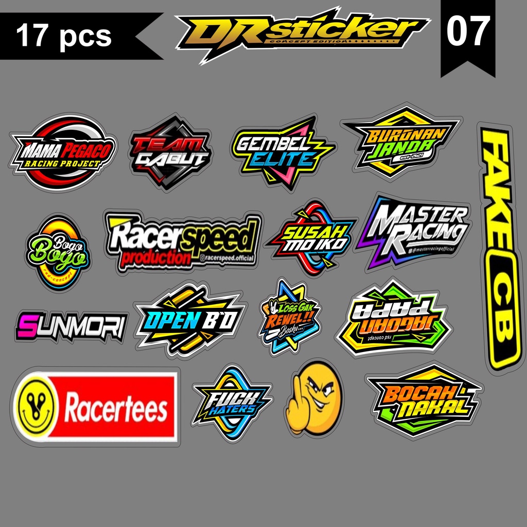 Jual Sticker Pack Logo Racing Sunmori 1set isi 17pcs Plus Laminasi Kode ...