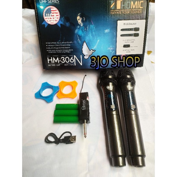 Jual Mix wireless Microphone Double/Dua Mikropon Tanpa Kabel Homic HM ...