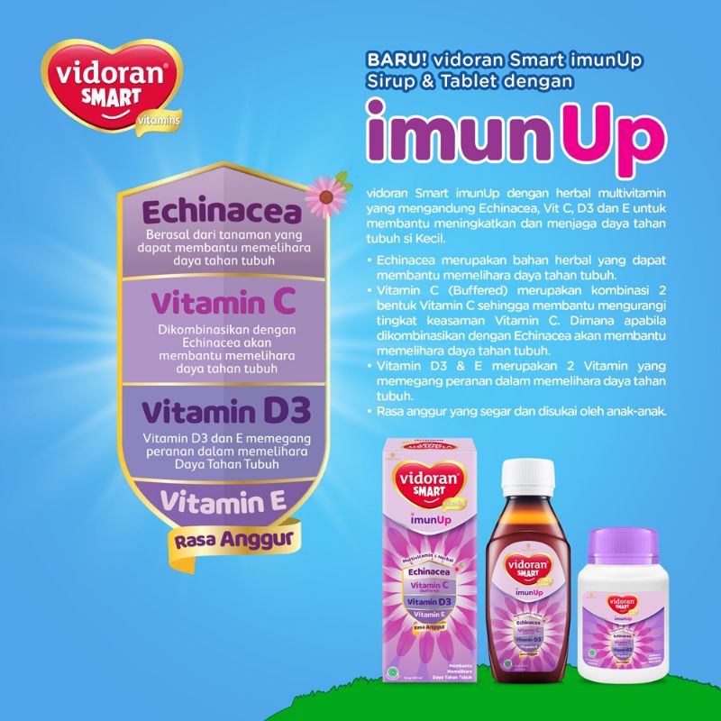 Jual Vidoran Smart Imun Up Tablet /Syirup Rasa Anggur|Vitamin anak ...