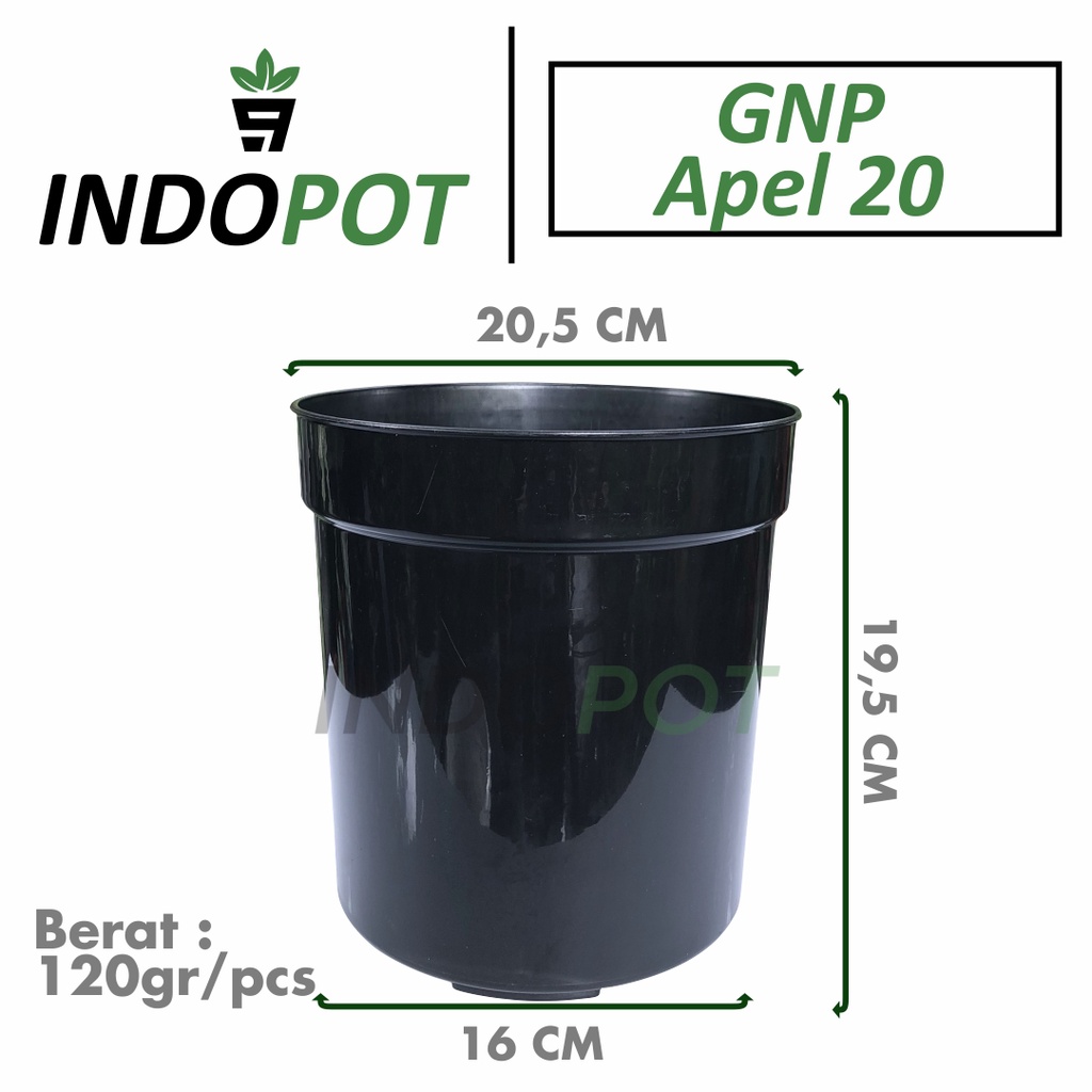 Jual Pot GNP Apel Ukuran 20 Warna Hitam Pot Tinggi Tanaman Bunga Pot ...