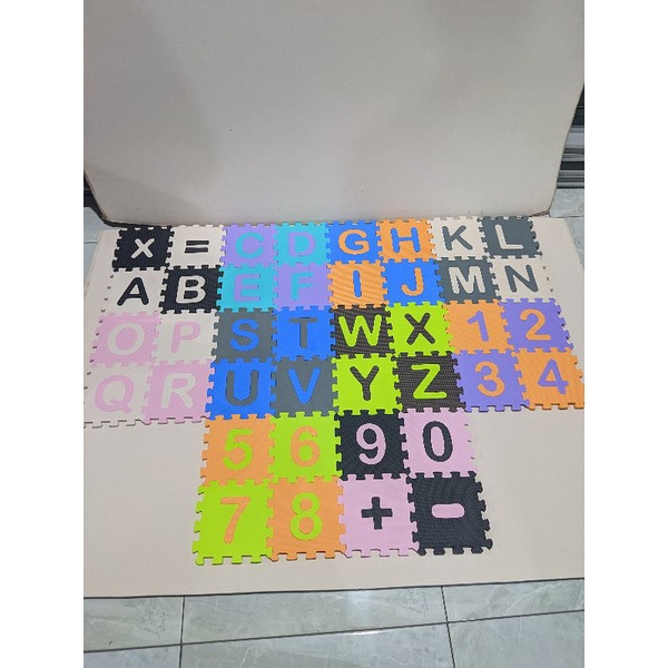 Jual matras puzzle angka & huruf tbl 1 cm isi 40 pcs/alas/karpet ...
