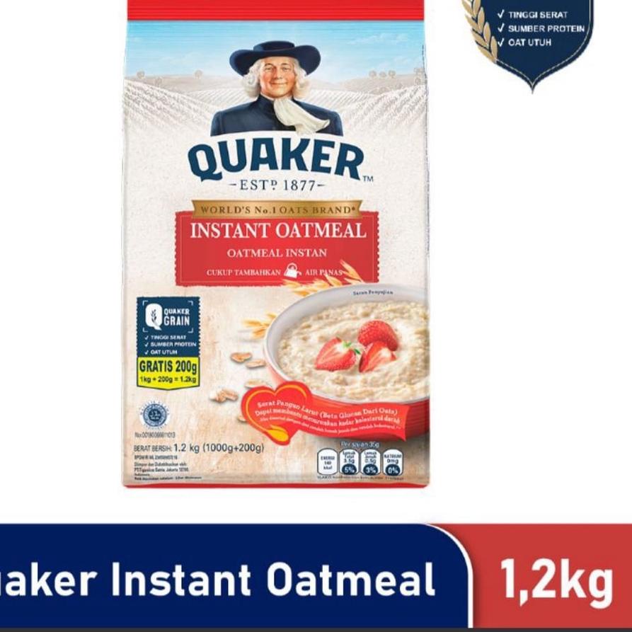 Jual HARGA GROSIR QUAKER INSTANT OATMEAL 1200GRAM 1000+200 GRAM ...
