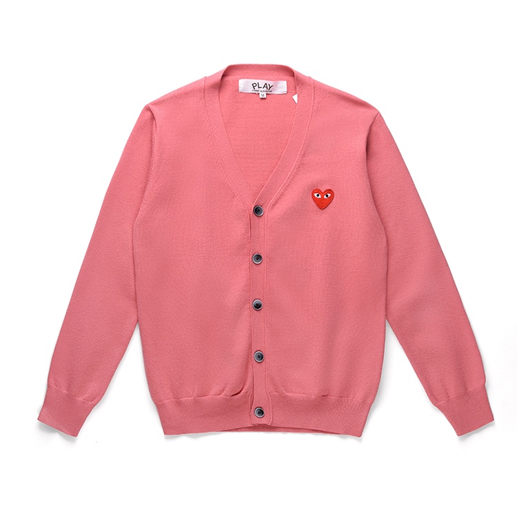 Jual [CDG] Cardigan Knitwear Vneck Play Single Red Heart Pink | Shopee ...