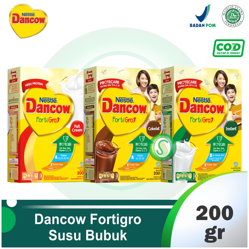 Jual Dancow Fortigro Susu Bubuk Bernutrisi 195gr - kemasan Box | Shopee ...