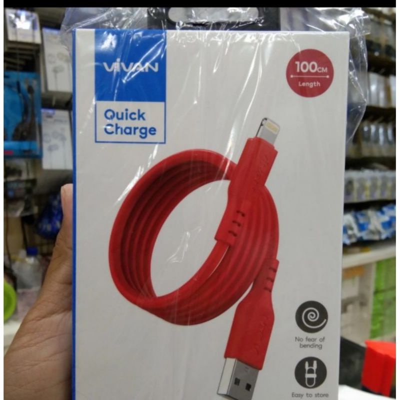 Jual Kabel data silikon Quick charge 2.4A lightning ip vivan vsl 100 ...