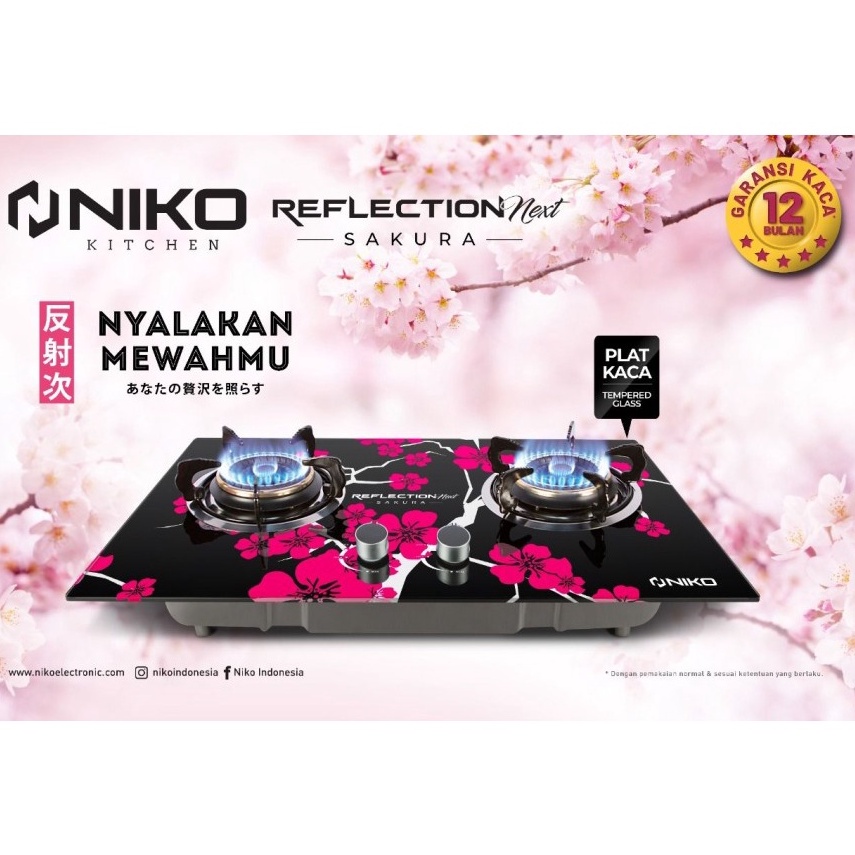 Jual NIKO Sakura Kompor Gas Tanam 2 Tungku Kaca - NIKO Reflection Next Sakura / kompor Tanam ...