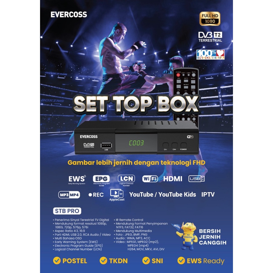 Jual Evercoss STB Set Top Box Pro Digital TV Receiver Full HD | Shopee Indonesia