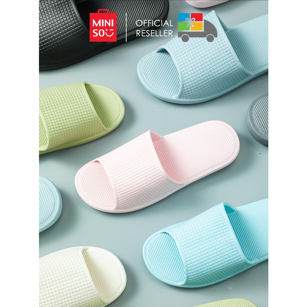 Jual Miniso Mosaic Pattern Thickened Bathroom Slippers / Sandal - Blue ...