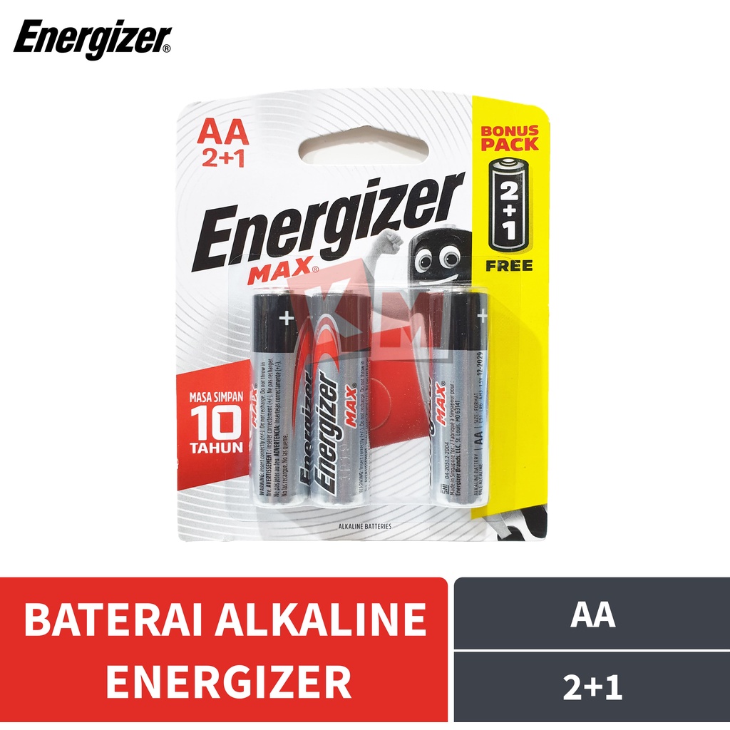 Jual Baterai Energizer MAX AA / A2 2+1 Pack Isi 3 LR6 1.5V Battery Alkaline | Shopee Indonesia