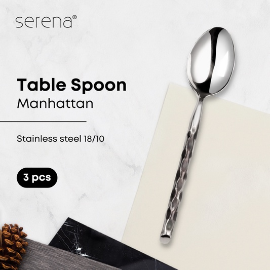 Jual Sendok Makan Stainless Steel Serena Manhattan - Table Spoon 3 Pcs | Shopee Indonesia