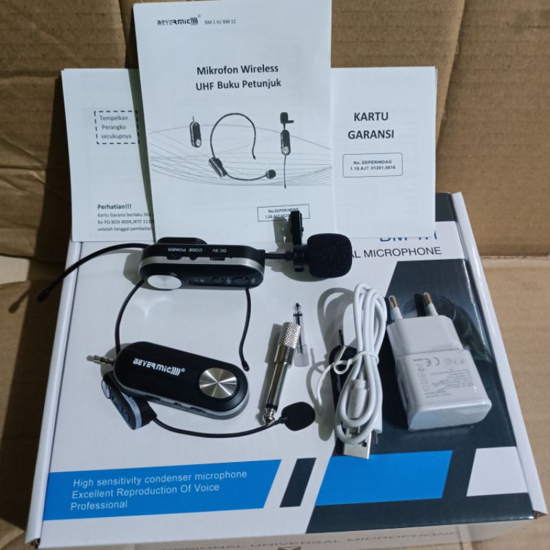 Jual Mic Wireless Cas Beyermic Bm1c Mikropon Jepit Bm 1c Mikrofon Senam ...