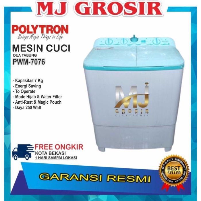 Jual MESIN CUCI POLYTRON PWM 7076 7KG 2 TABUNG PWM7076 7 KG | Shopee Indonesia