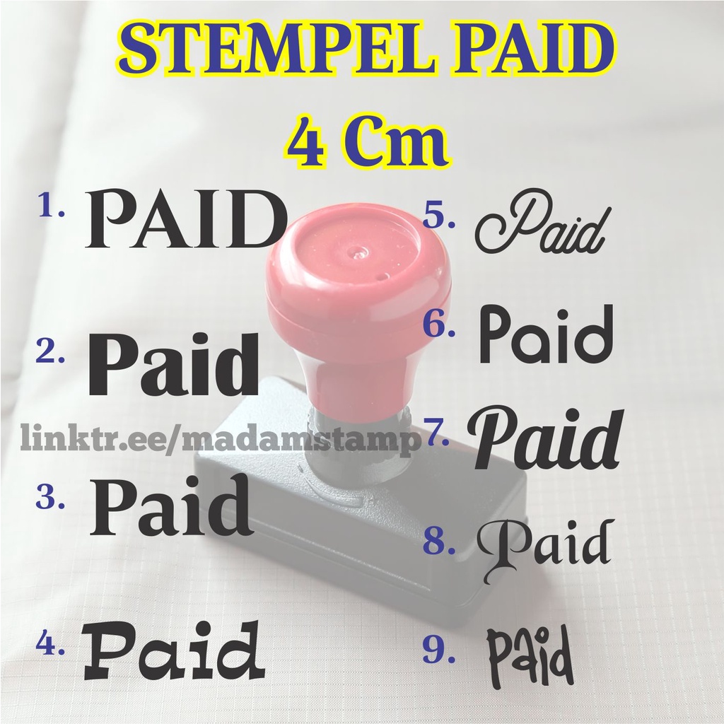 Jual stempel PAID 4cm lunas tinta otomatis flash stamp nama toko nota ...