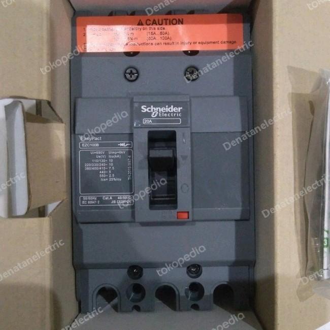 Jual Listrik Mccb Ezc100B 3P 60A/50A/40A/30A/25A/20A/15A Schneider | Shopee Indonesia