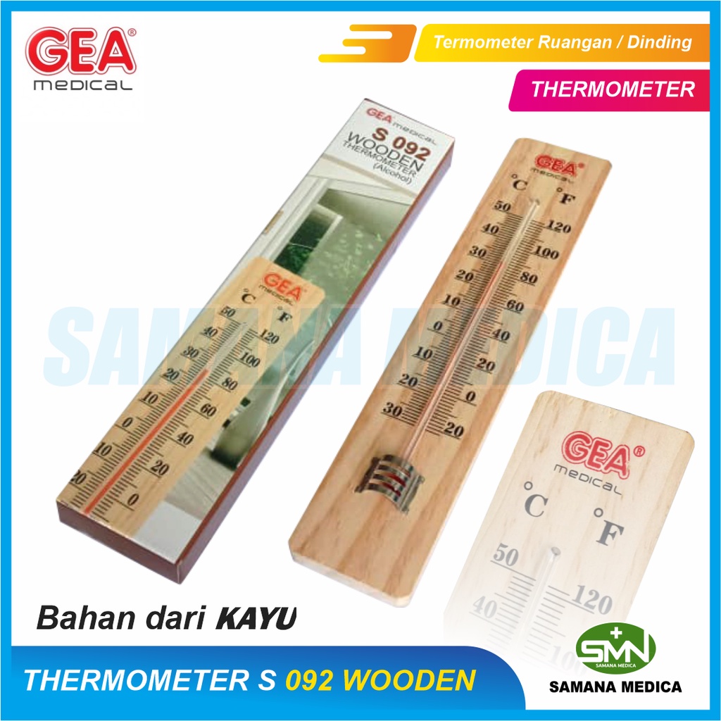 Jual ECERAN Thermometer Ruangan Dinding Kayu / Thermometer GEA / ONEMED ...