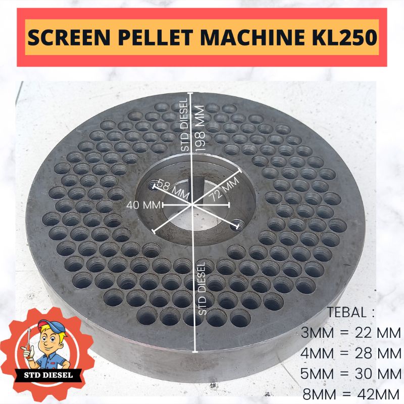 Jual SARANGAN SCREEN SARINGAN MESIN PELET KL250 PELLET MACHINE CETAK ...