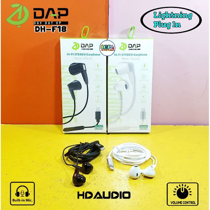 Jual Headset DAP DH-F18 HD Audio Built In Mic Volume Control Lightning ...