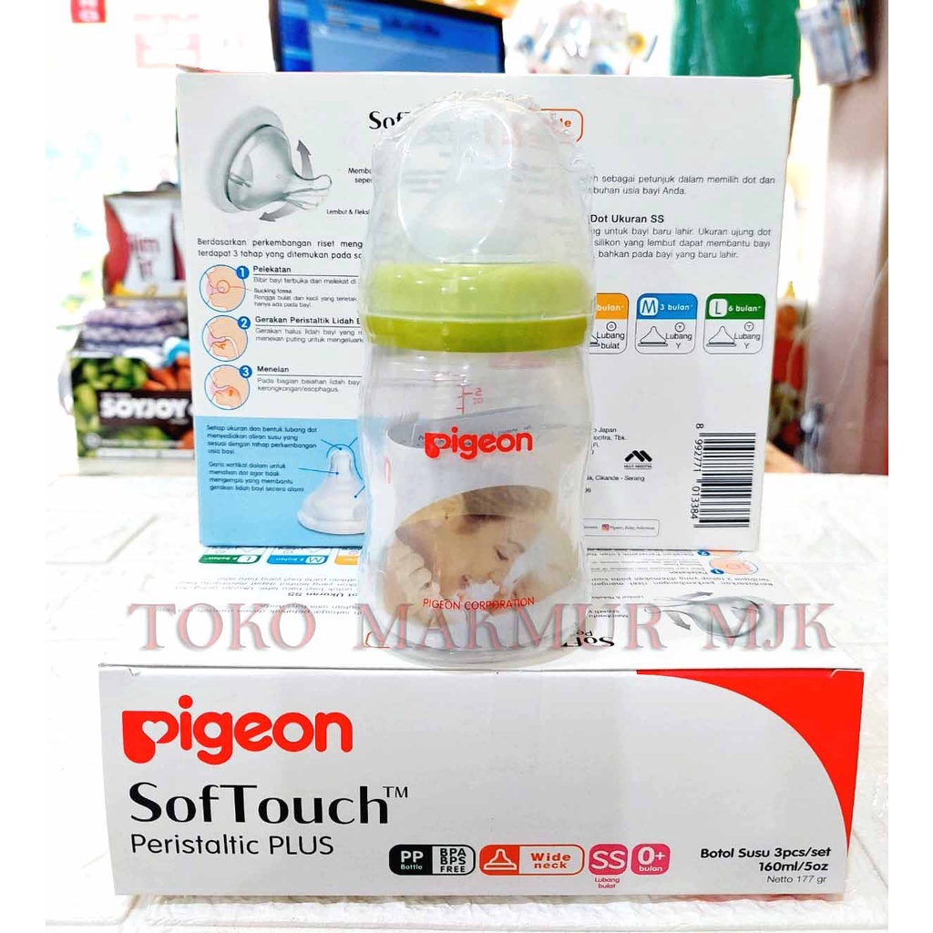 Jual PIGEON BOTOL SUSU WIDE NECK PERISTALTIC PLUS / BOTOL PIGEON 160ML / NIPPLE PERISTALTIC PLUS ...
