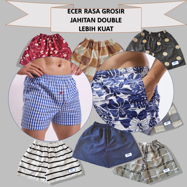 Jual boxer pria distro unisek dewasa ada saku size m-XL | Shopee Indonesia