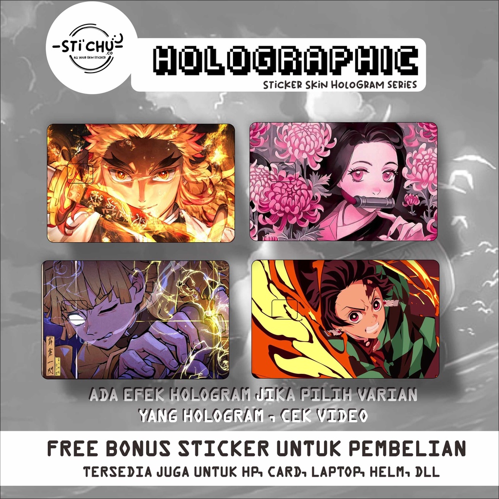 Jual Sticker Kartu Atm Skin Card HOLOGRAM DEMON SLAYER flazz emoney dll ...
