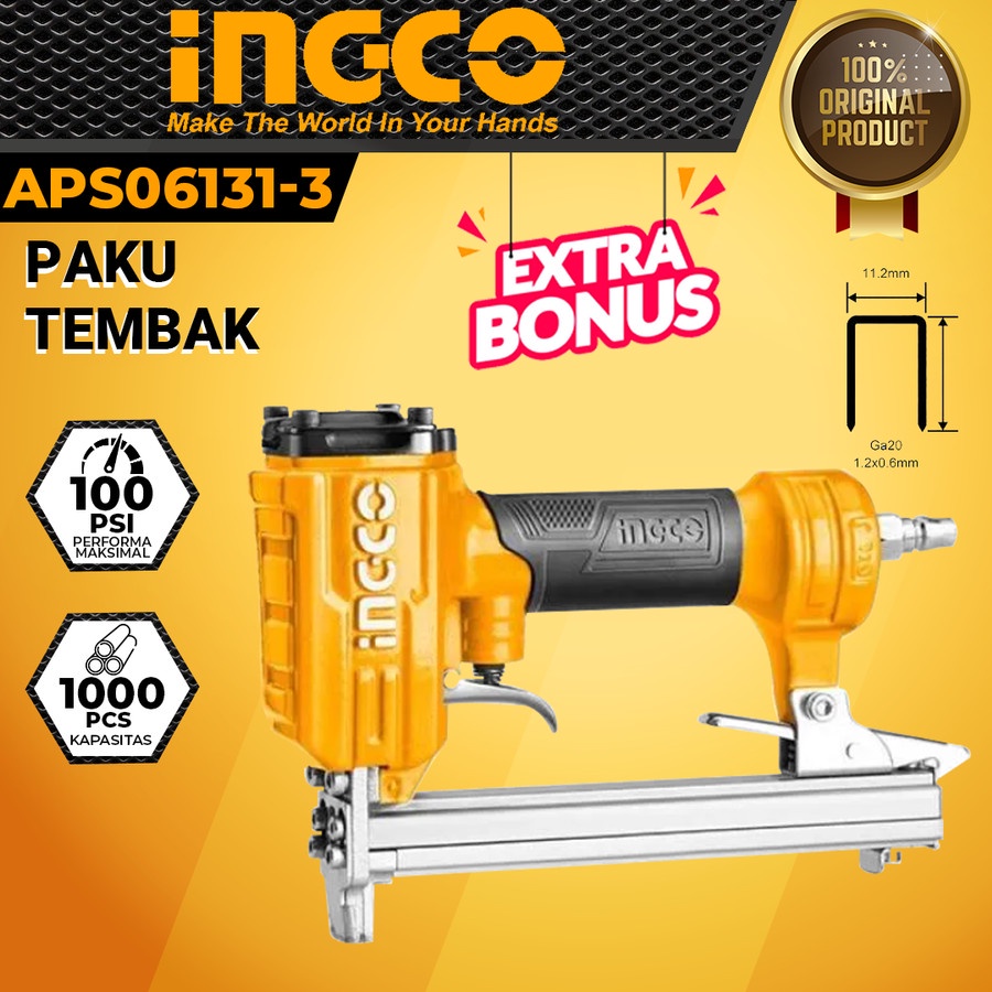 Jual Mesin Paku Tembak Staples INGCO APS06131-3 Air Nailer Stapler Gun ...