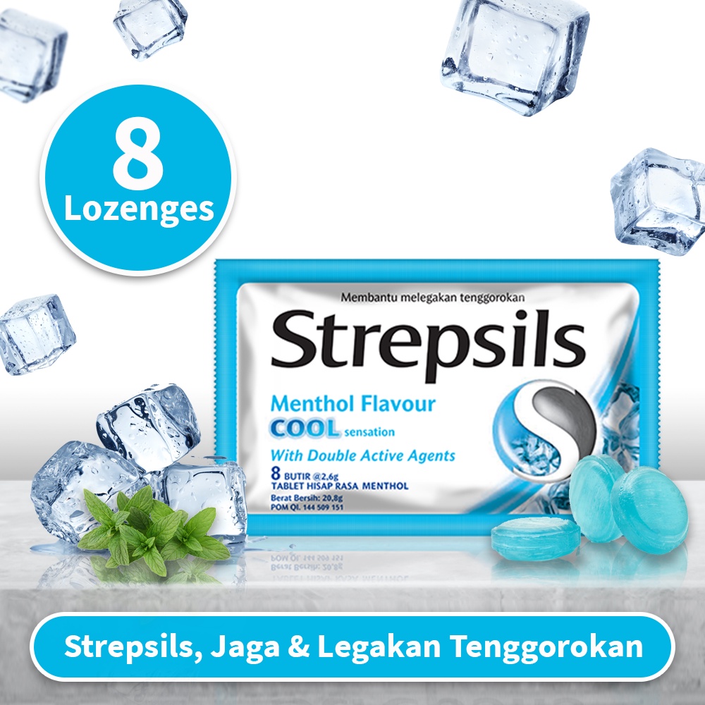 Jual STREPSILS Menthol Flavor Cool Sensation Sachet Isi 8 Butir - With Double Active Agents ...