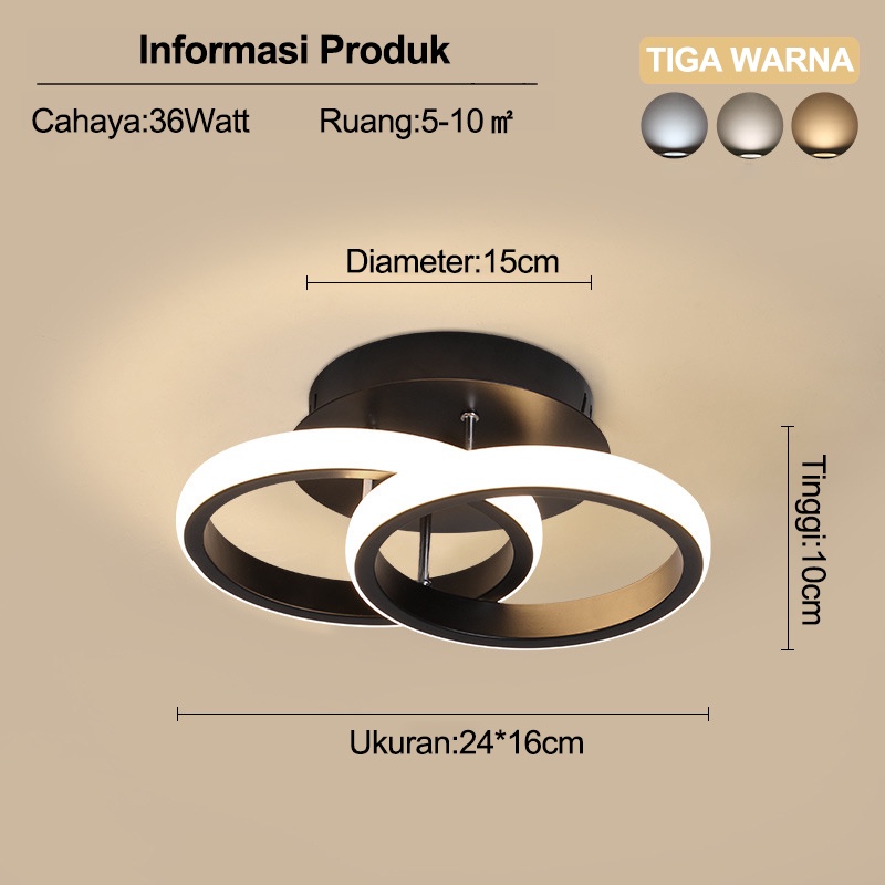 Jual Golden LED Lampu Plafon 3Warna LED Ceiling Light Lampu Hias Rumah ...