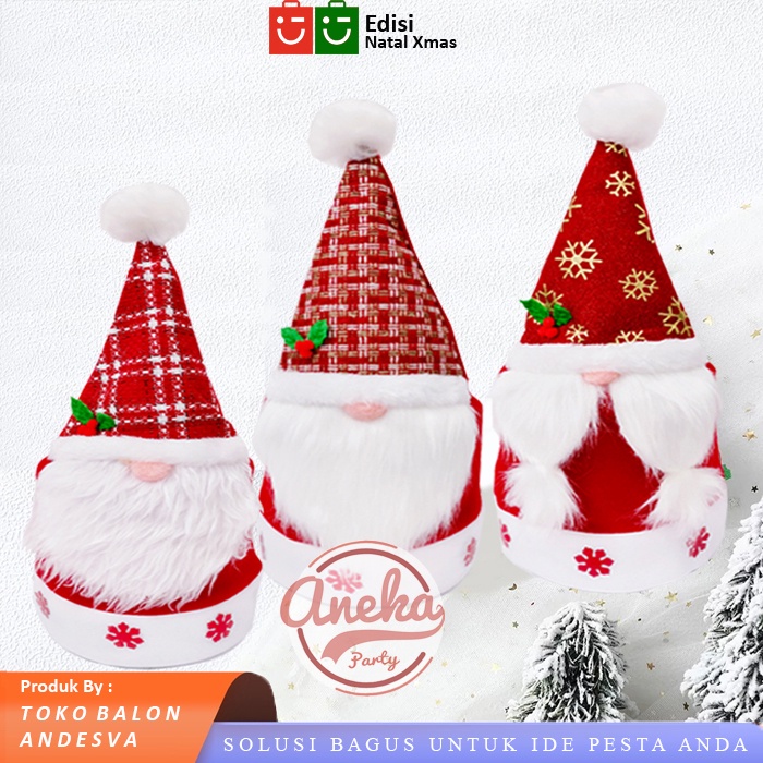 Jual topi natal santa Jenggot / aksesoris natal santa / topi santa ...